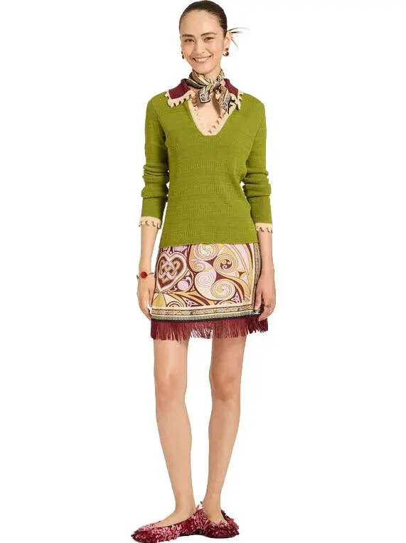La DoubleJ Picket Polo Jumper - Solid Lime