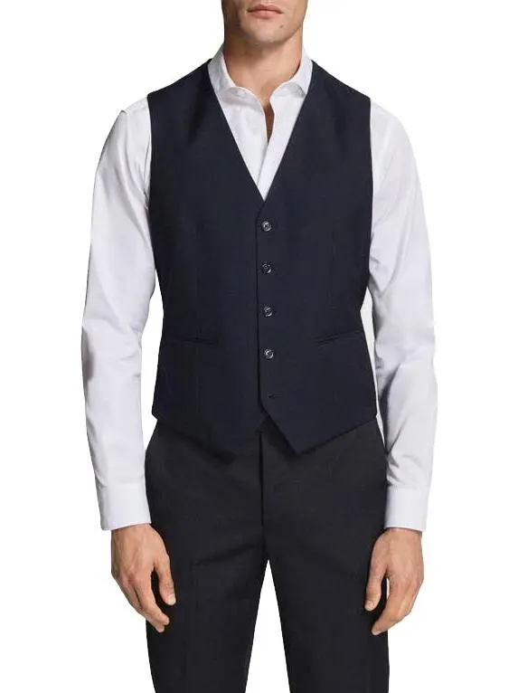 Mango Slim Fit Suit Vest - Navy