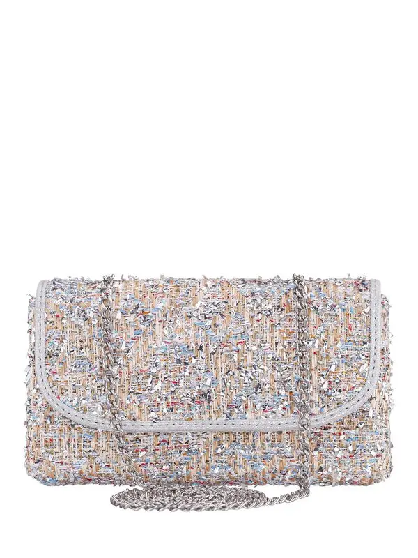 Nina Cerise Textured Clutch With Chain Strap - Silver Multi