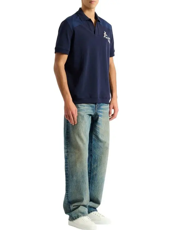 Balmain Embroidered Insect Polo - Blue