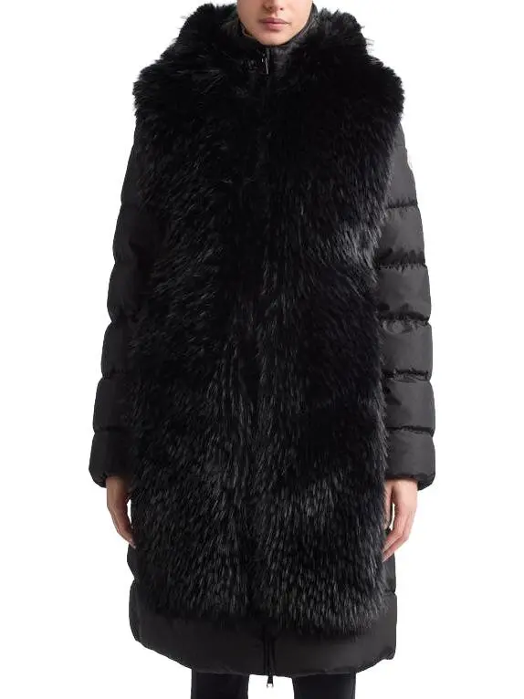 Moncler Textured Faux Fur Bib With Belt - Black
