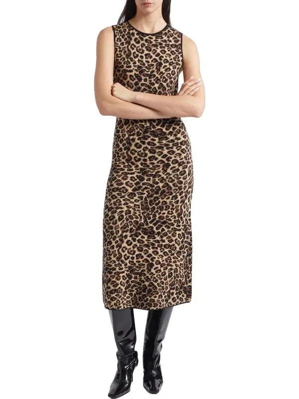 TOCCIN Alessia Sleeveless Wool Maxi Dress With Animal Print - Multi