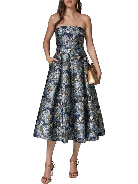 Donna Karan New York Strapless Jacquard Midi Dress - Nightfall
