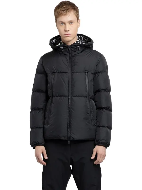 Moncler Short Down Jacket With Hood - Black