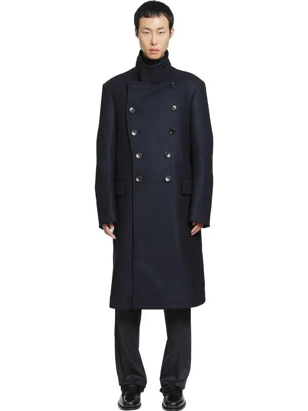 TOM FORD Japanese Wool Twill Military Coat - Blue