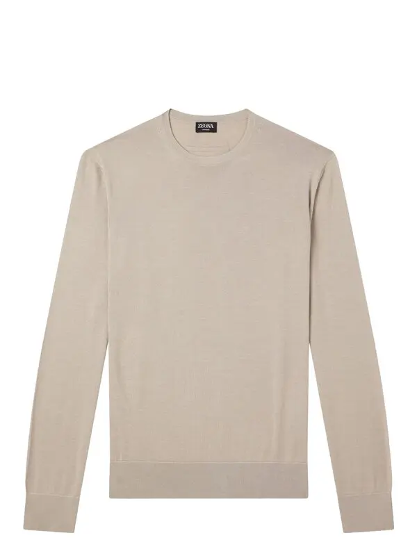 Zegna Cashmere And Silk-blend Sweater - Brown