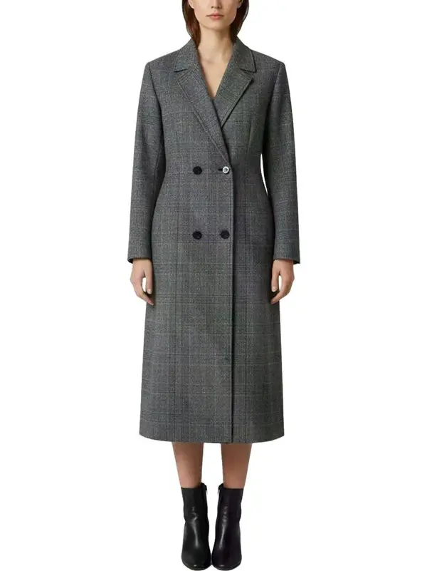 LANVIN Check-pattern Double-breasted Coat - Grey