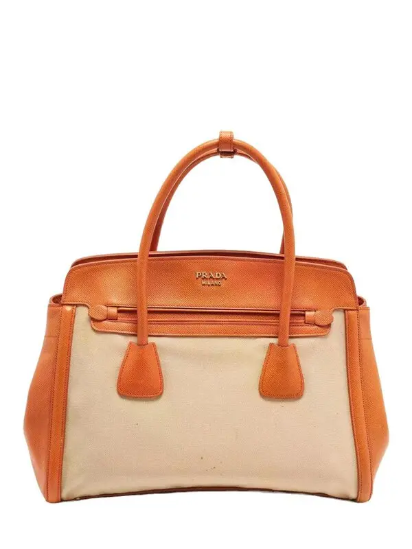 Prada Canapa Saffiano Lux Tote Bag - Orange