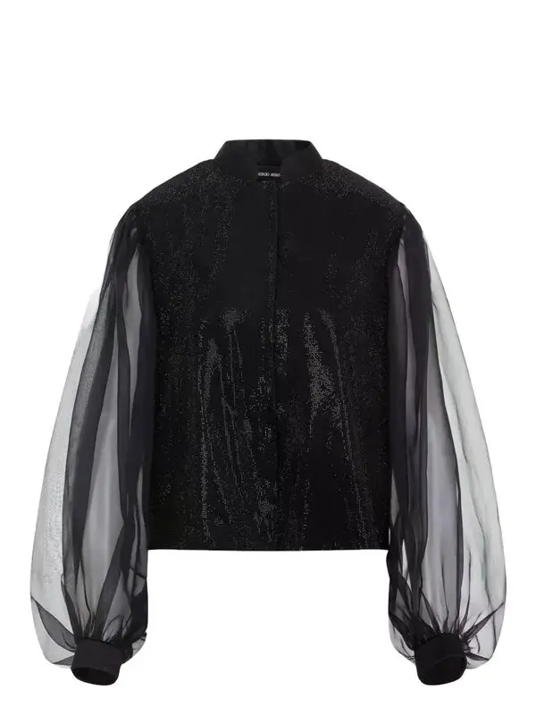 Giorgio Armani Rhinestone-embellished Blouse With Puff Sleeves - Black