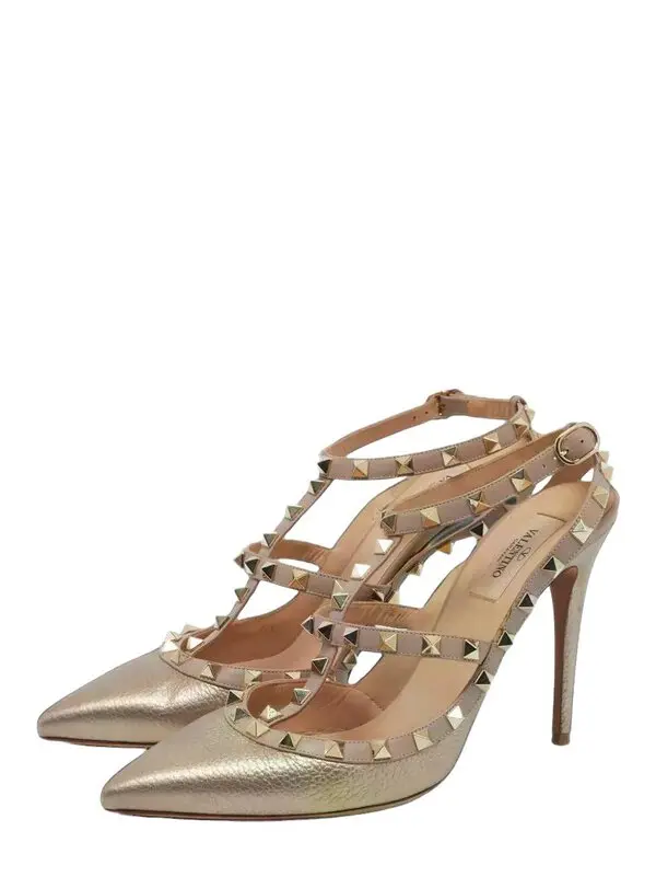Valentino Garavani Rockstud Pointed-toe Pumps - Metallic