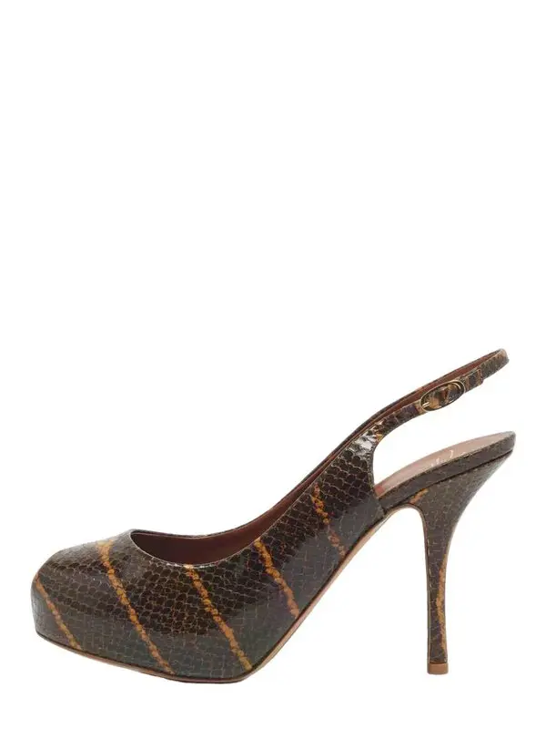 GIUSEPPE ZANOTTI Python-embossed Slingback Pumps - Brown