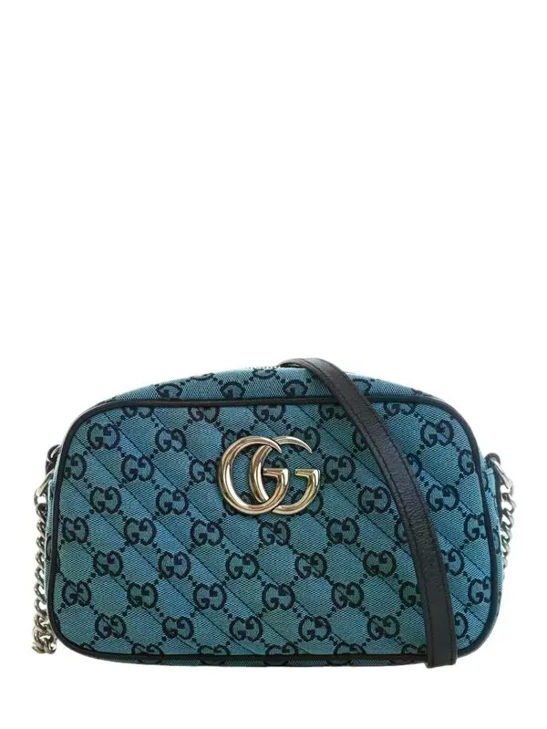 Gucci Gg Marmont Matelassé Gg Canvas Crossbody Bag - Blue