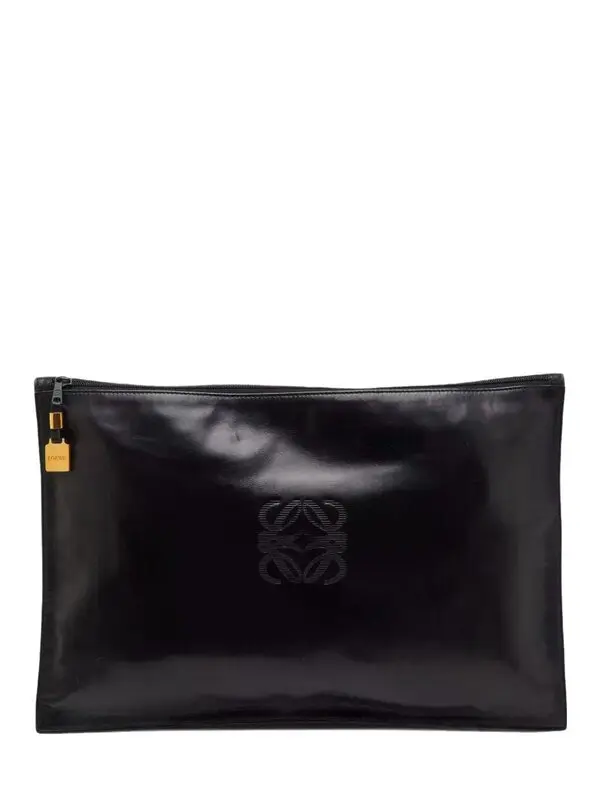 Loewe Anagram Embossed Clutch Bag - Black