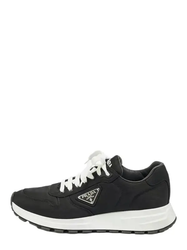 Prada Lace-up Sneakers With Side Logo Plaque - Black