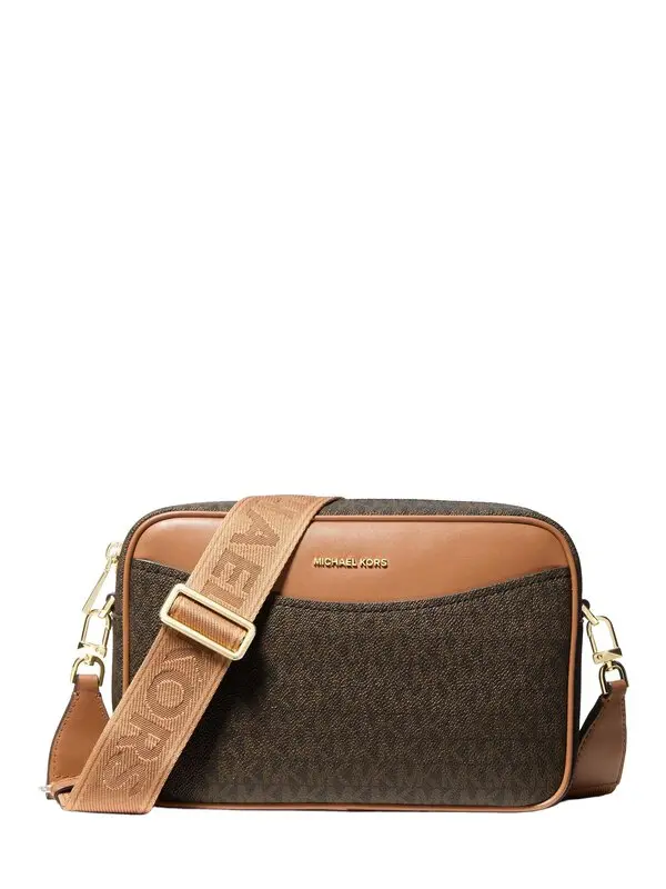 Michael Kors Bev Large Signature Logo Crossbody Bag - Brown
