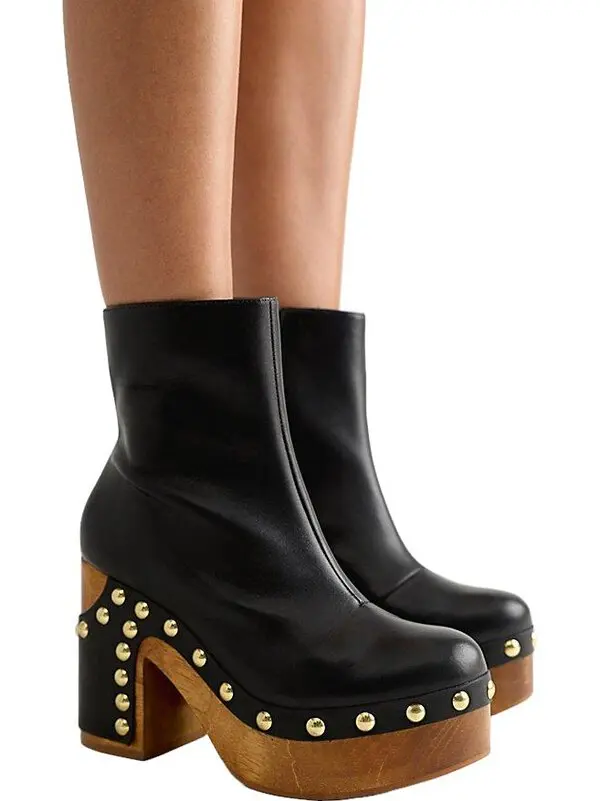 Free People Grayson Clog Boots - Black Leather