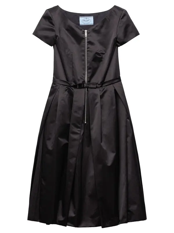 Prada Duchesse Silk Fit And Flare Dress - Black