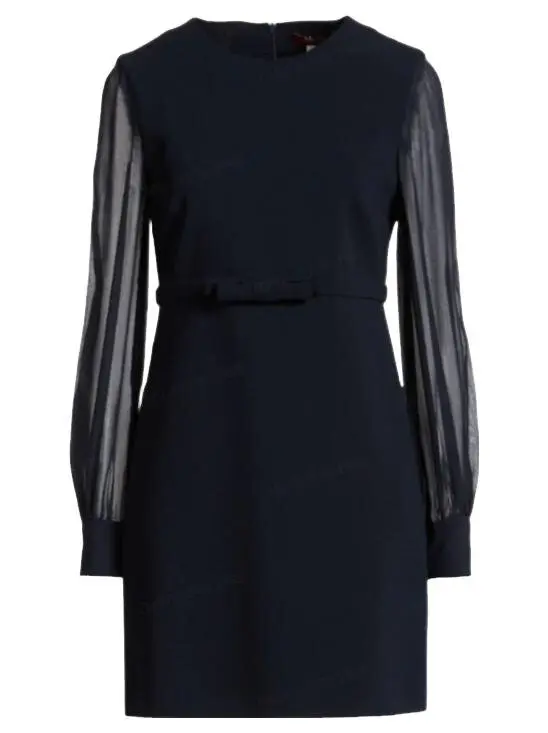 Max Mara Elegant Long Sleeve Dress With Bow Detail - Blue