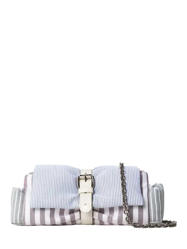 VIVIENNE WESTWOOD Striped Woven Handbag With Bow Detail - White