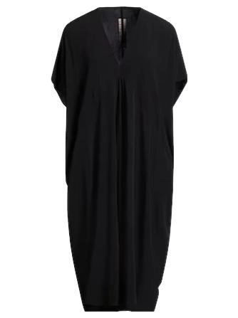 Rick Owens Plain Crepe Kaftan V-neck Dress - Black