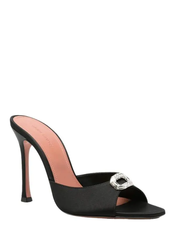 Amina Muaddi Round Toe High Heeled Sandals - Black