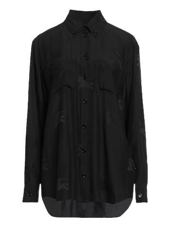 Burberry Printed Satin Long Sleeve Shirt - Black