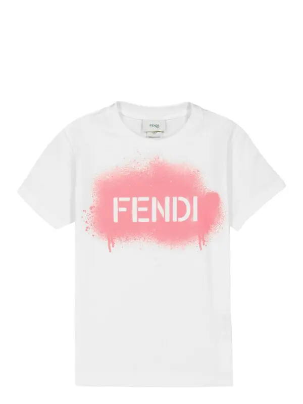 Fendi Crewneck Short Sleeve T-shirt With Spray Paint Heart Print - No