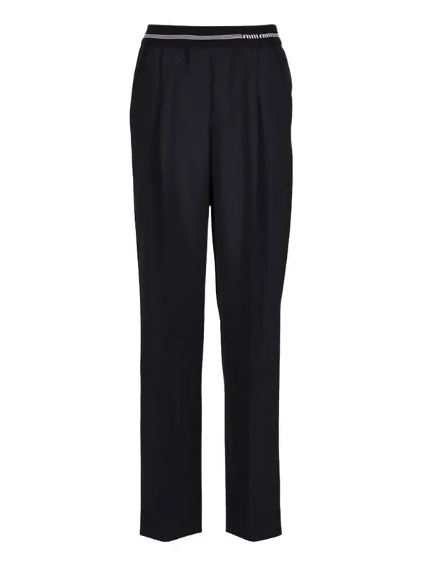 Miu Miu Elasticated Waistband Loose-fit Trousers - Black