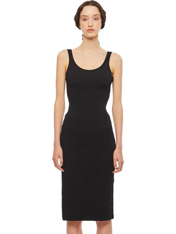 Fendi Ff Embossed Knitted Viscose Midi Dress - Multicolor