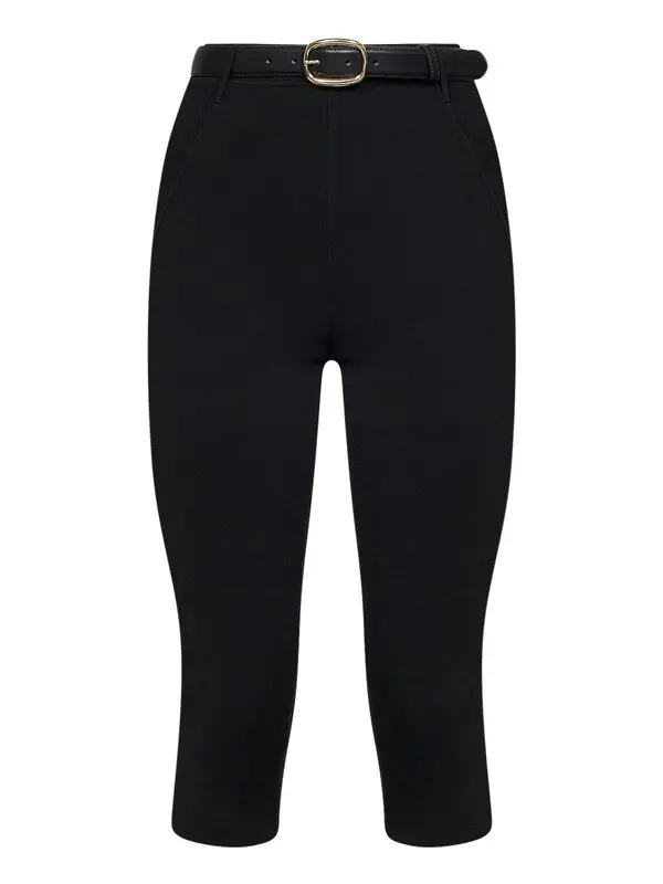 SELF-PORTRAIT Black Compact Knit Capri Leggings - Multicolor