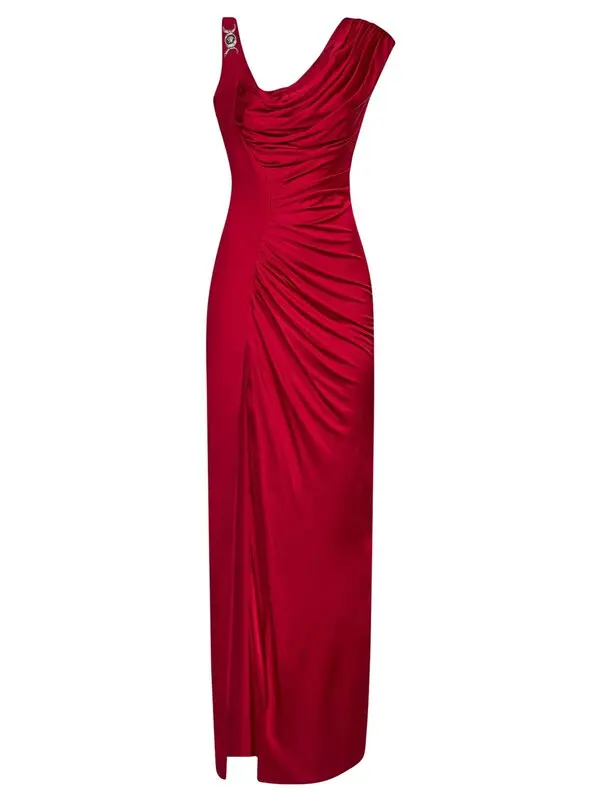 Versace Asymmetric Draped Long Dress - Multicolor