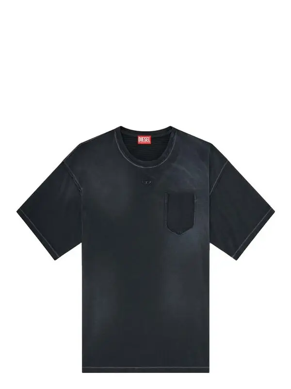 DIESEL® Faded T-shirt With Ripped Pocket Detail - Black