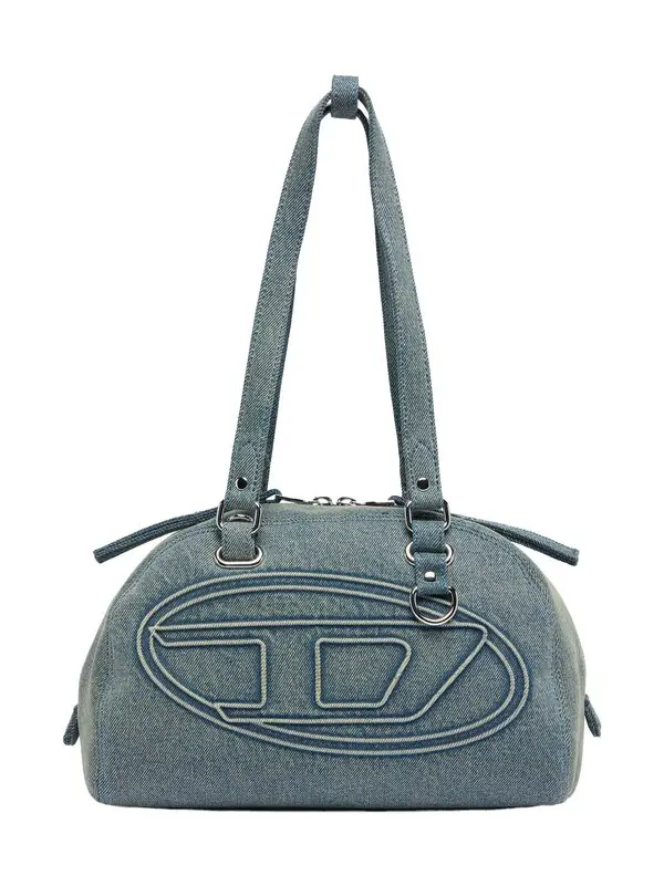 DIESEL® 1dr Dome-shoulder Bag In Denim With Oval D Logo - Blue