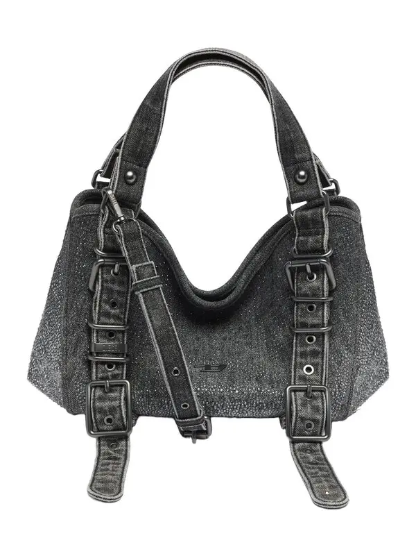 DIESEL® D-one Small Top-handle Bag In Crystal Solarised Denim - Black