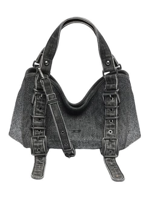 DIESEL® D-one Small Top-handle Bag In Crystal Solarised Denim - Black