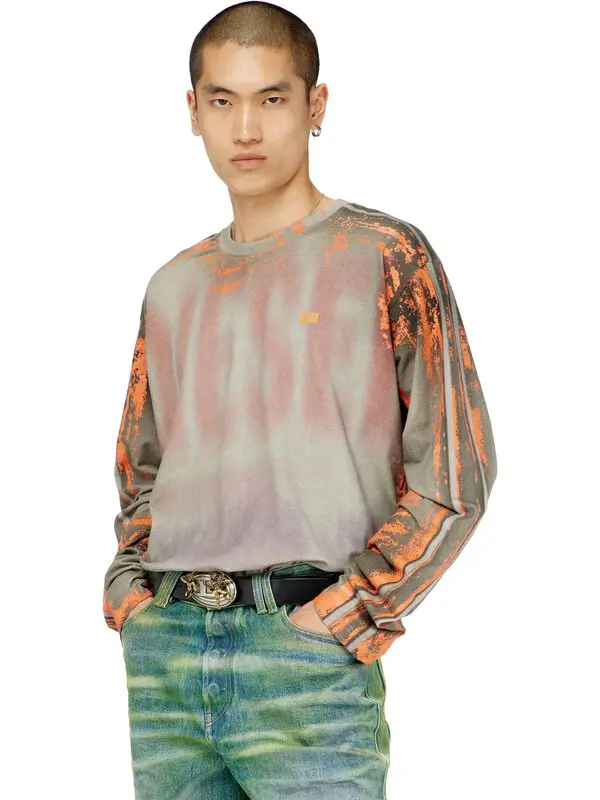 DIESEL® Long-sleeve T-shirt In Cracked Jersey - Multicolor