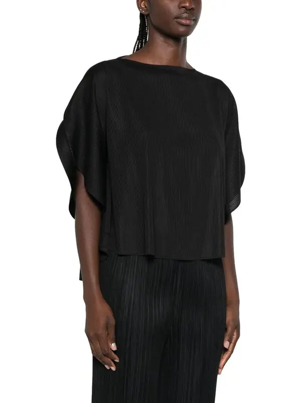 Issey Miyake Pleated Top With Cape Sleeves - Multicolor