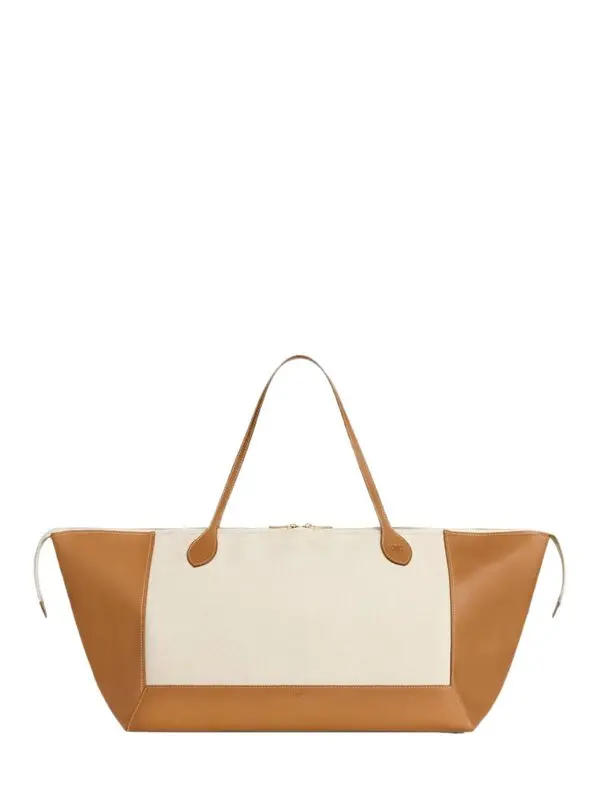 Celine Cabas Frame Leather And Canvas Tote - Multicolor