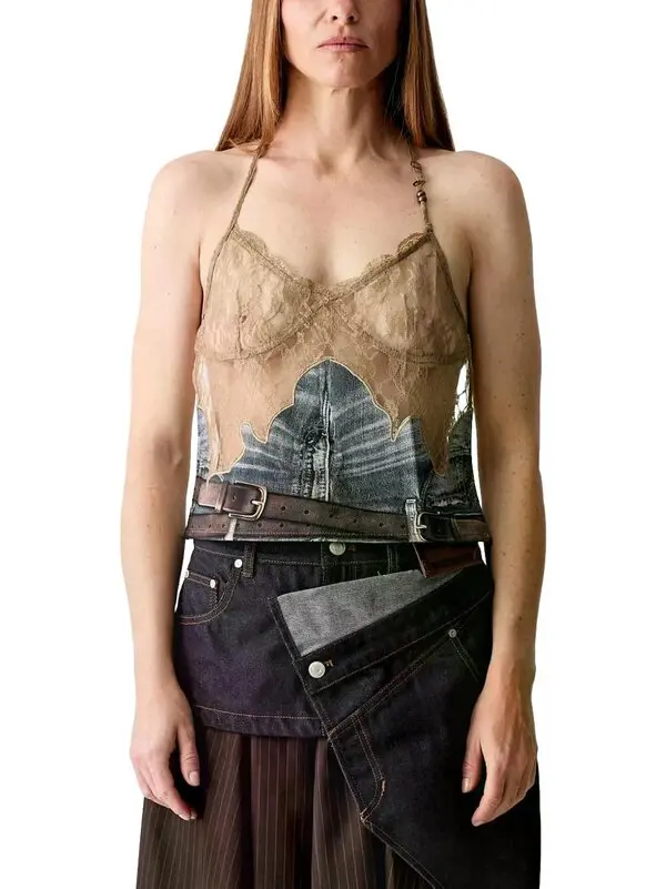 Andersson Bell Lace-panelled Trompe-l'oeil Top - Neutrals