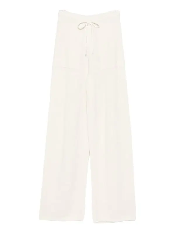 Max Mara White Cashmere Wide Leg Trousers - Multicolor