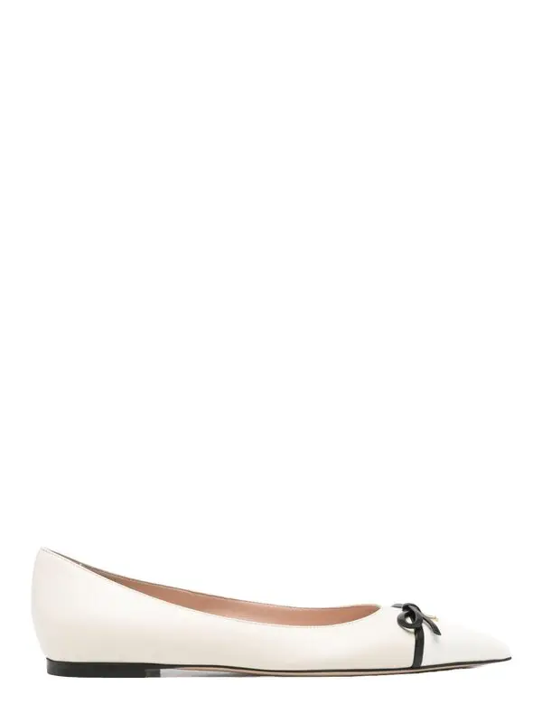 Valentino Garavani Leather Ballet Flats With Bow Detailing - Multicolor