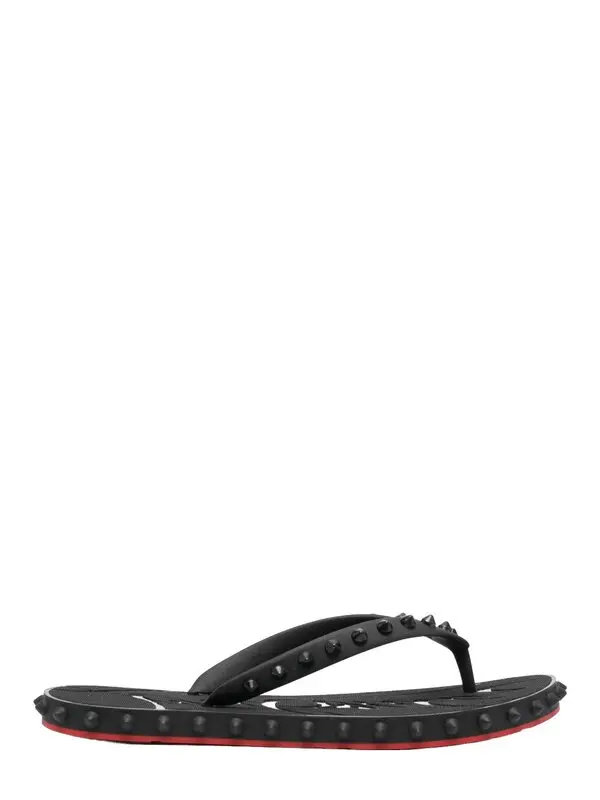 CHRISTIAN LOUBOUTIN Black Spike Embellished Flip Flops - Multicolor