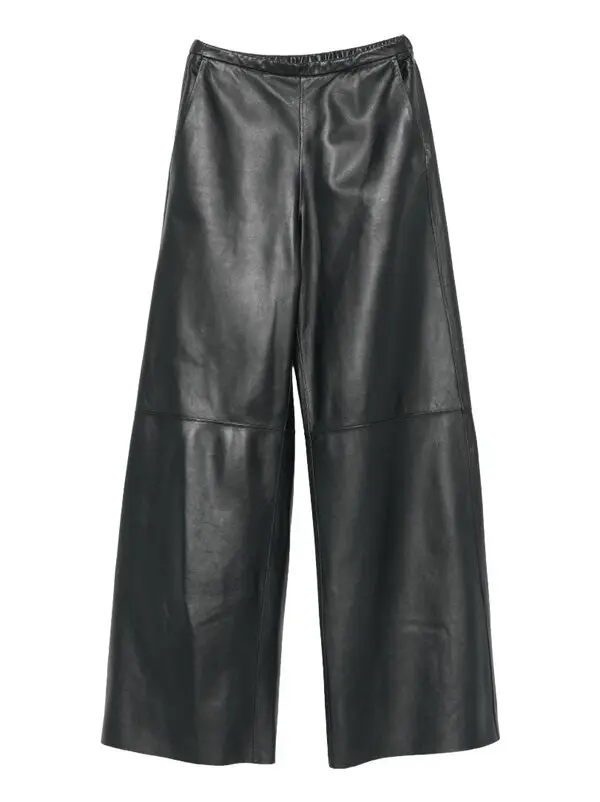 FORTE_FORTE Leather High-waisted Wide Leg Trousers - Multicolor