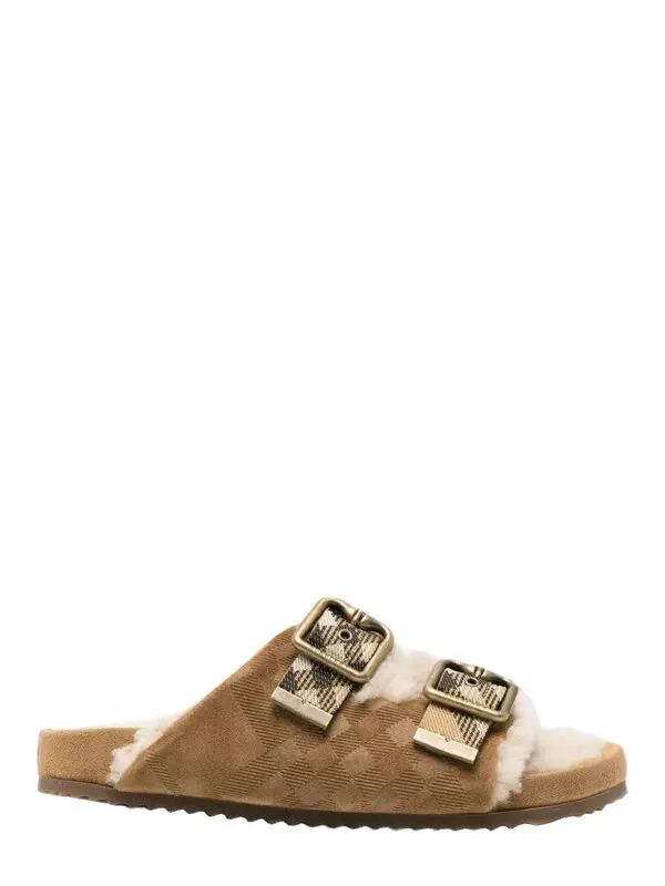 Burberry Shearling Trim Sandals - Multicolor