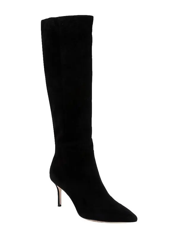 L'Agence Herald Suede Pointed Toe Boots - Black Suede