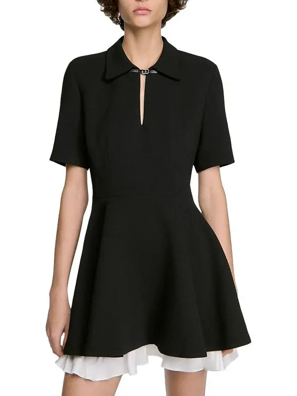 Sandro Joye Skater Mini Dress - Black