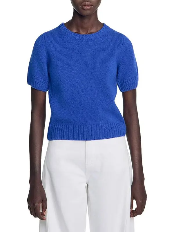 Sandro Emily Wool Crewneck Sweater - Blue