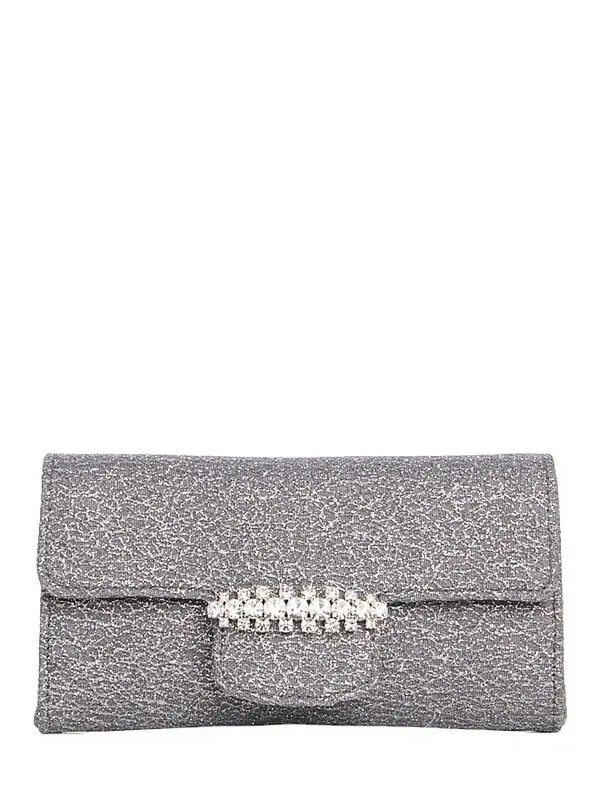 JIMMY CHOO Bing Embellished Wallet On Chain - Anthracite/silver