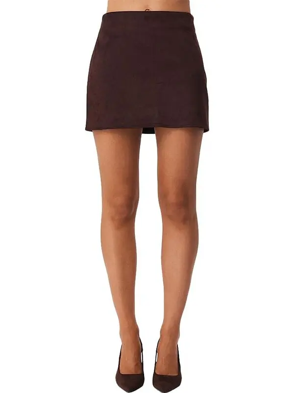 SNDYS. Brady Faux Suede Mini Skirt - Chocolate
