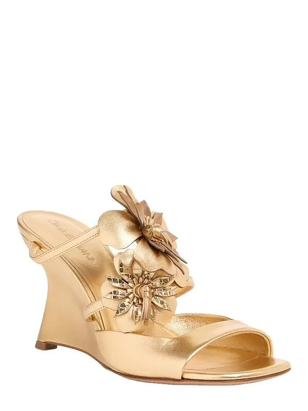Zimmermann Belara Floral Embellished Wedge Sandals - Gold